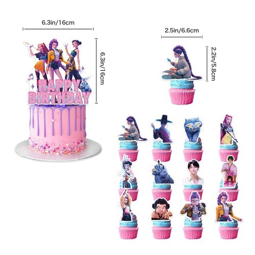 K-Pop Devil Hunters Birthday Party Supplies Set Flag Banner Cake ...