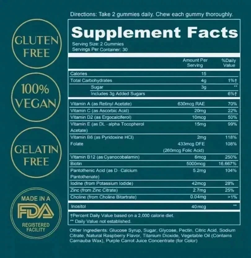 WEEM Hair Skin and Nails Gummies Supports Healthy Hair Vegan Biotin 3 ...