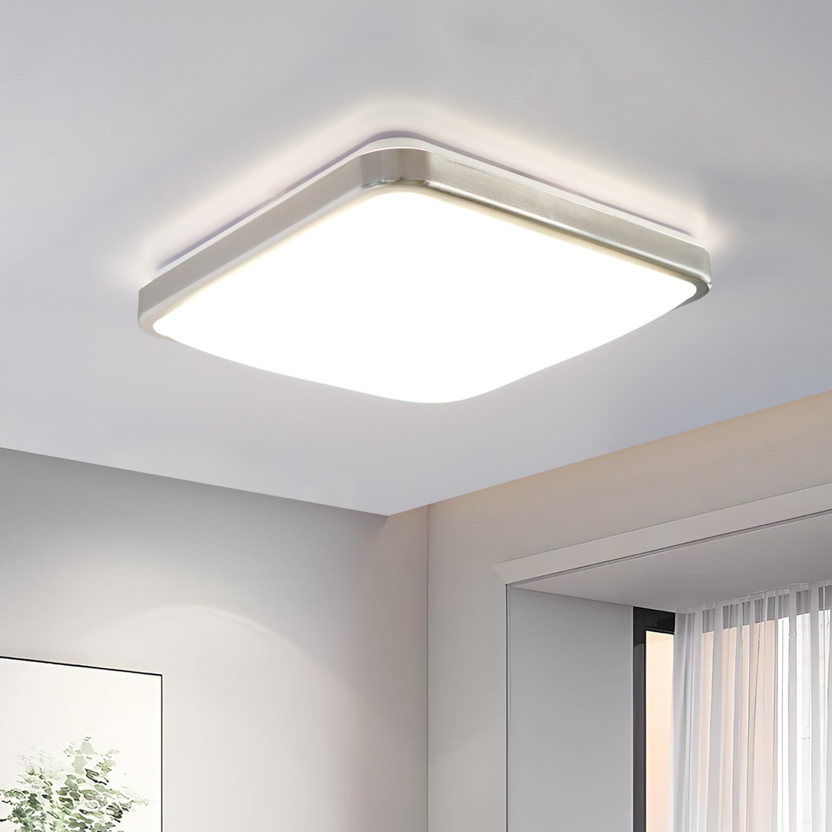 Brushed Nickel Square Flush Mount Ceiling Lights