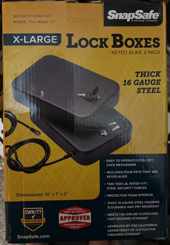 Snapsafe X-Large Lock Box 2 Pack 10"x7"x2" Keyed Alike | eBay