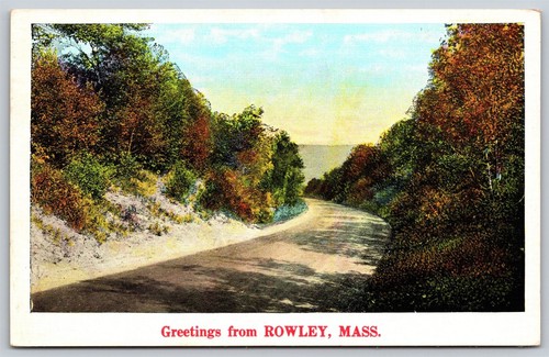 Postcard Greetings from Rowley MA road scene unused N135 | eBay