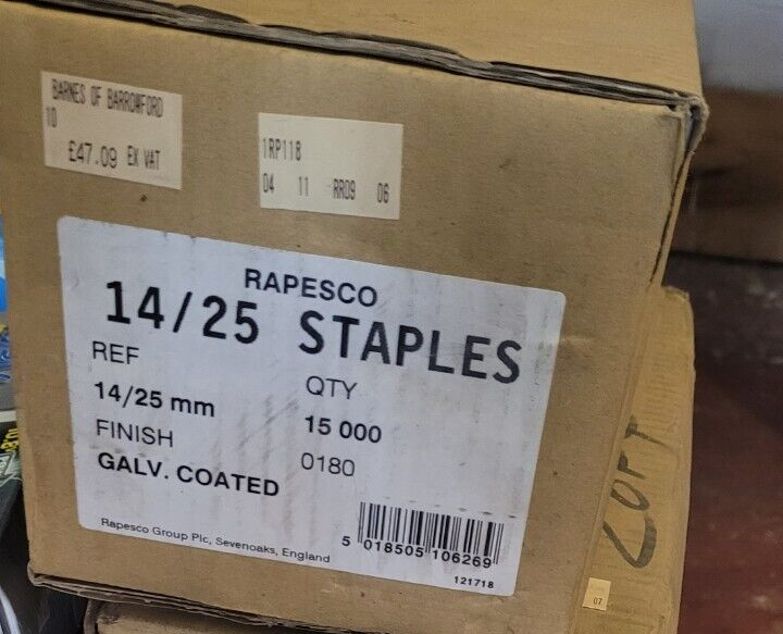 RAPESCO Type 14 25mm Staples, 14/25 Galvanised coated, ~15,000 box | eBay