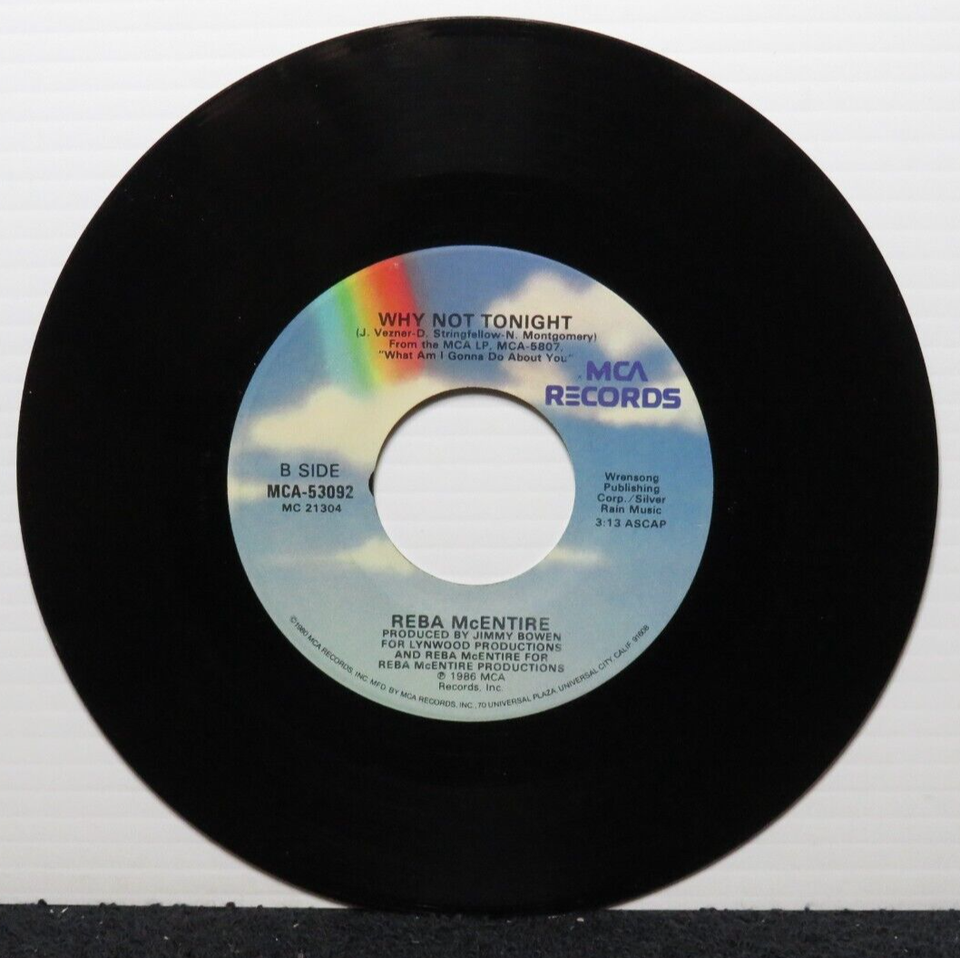 REBA MCENTIRE ONE PROMISE TOO LATE/WHY NOT TONIGHT (VG+) MCA-53092 45 ...