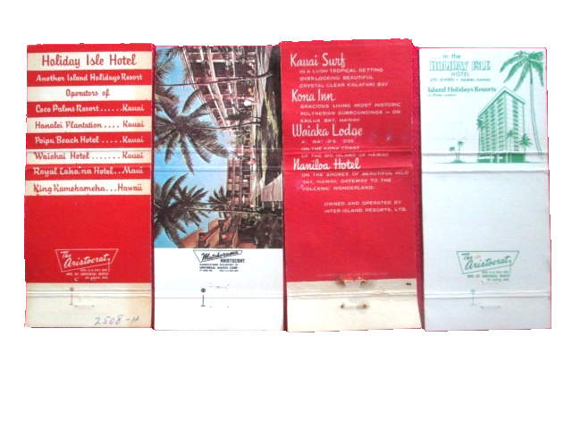 MATCHCOVERS 4 HAWAII-SHIPWRECK KELLY'S-WHITE SAND'S-WAIAKA LODGE ...