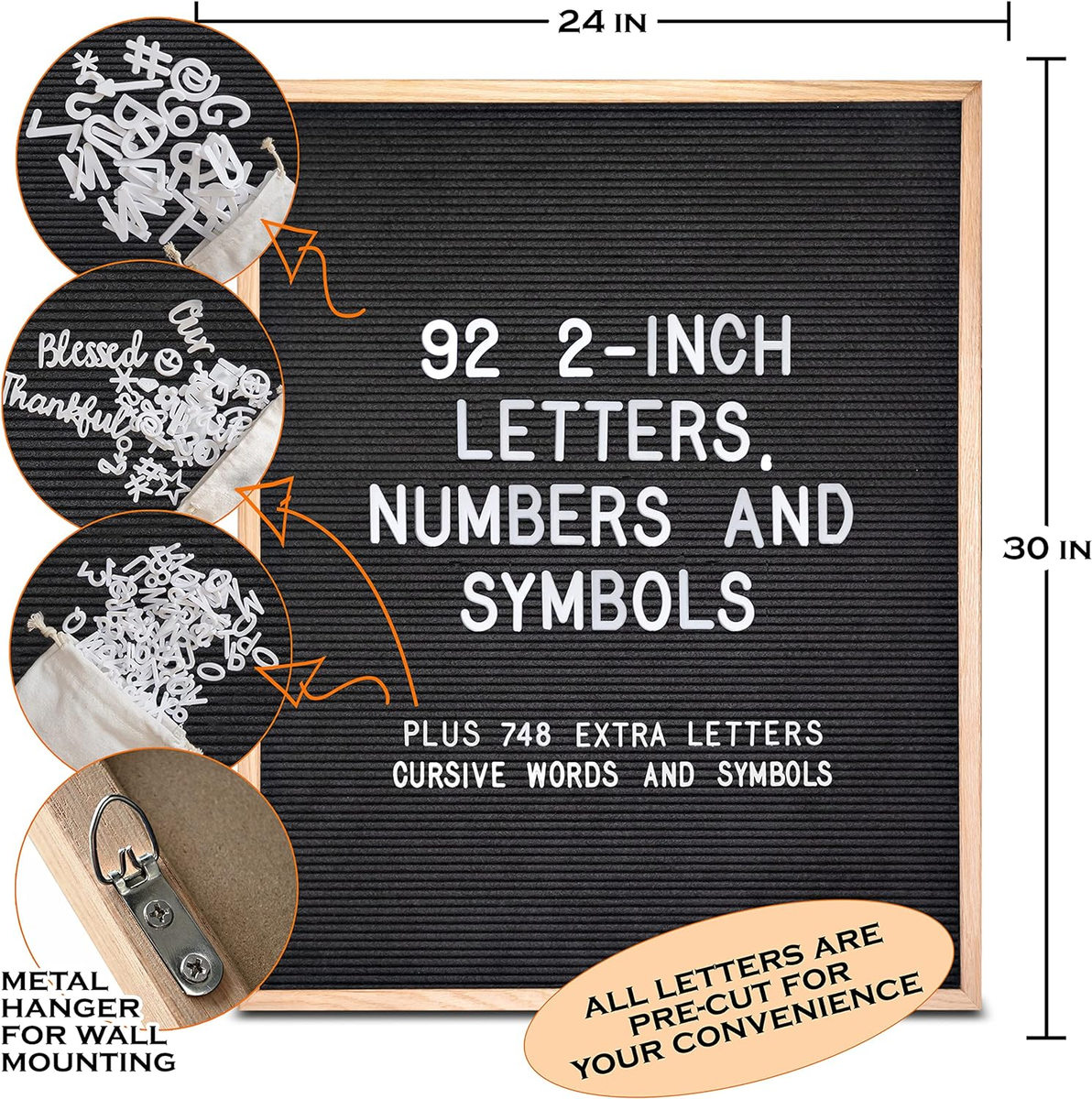 Office Display Sign Large 24x30 Inch Felt Letter Board With 748 Letters ...