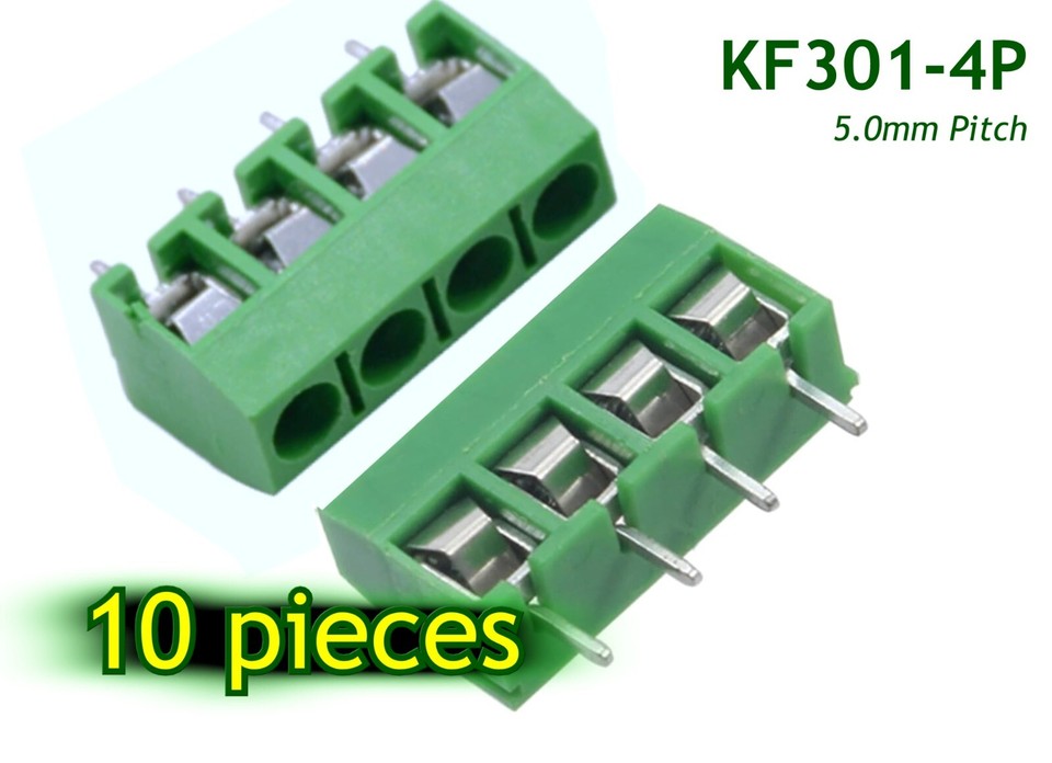 KF301-4P 4 Pole 5mm Pitch PCB Mount Screw Terminal Block - GREEN | eBay
