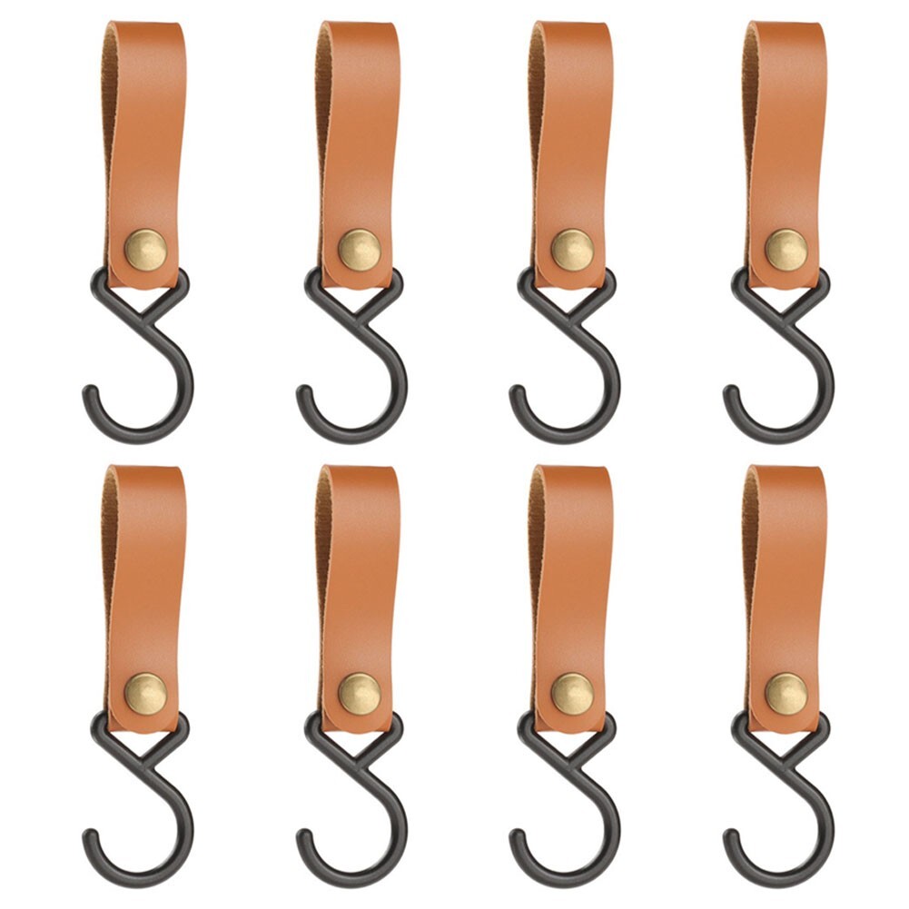 Convenient PU Leather Hooks for Camping Equipment Organization Set of 8 ...