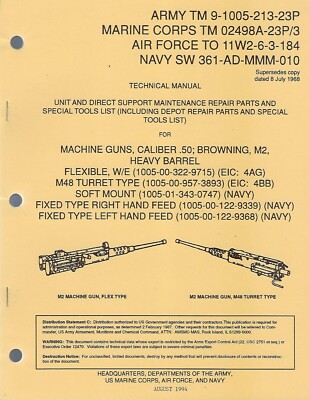 Historical book Machine Guns, Caliber .50; Browning M2 and M48, Repair ...