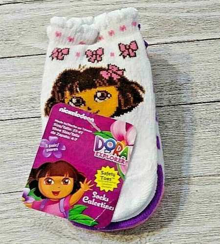 Dora the Explorer Socks No Slip Safety Toe 3 Pair Girls 18-24 Months | eBay