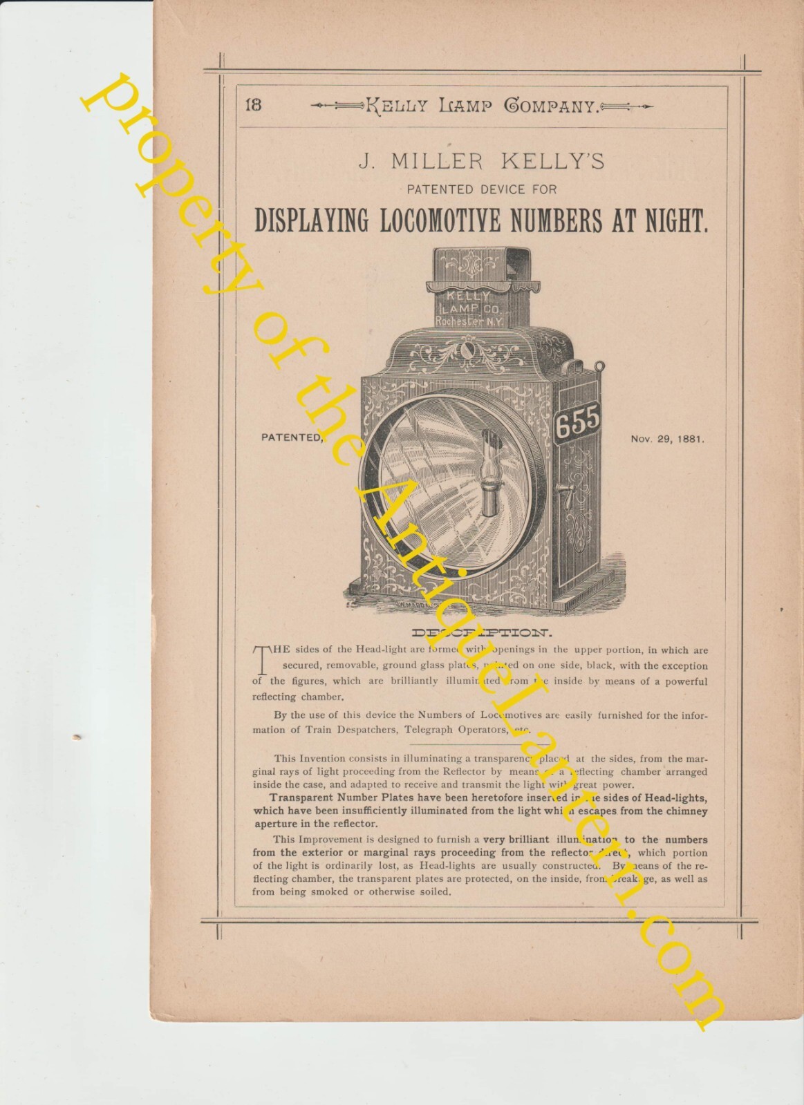 1881 Kelly Lamp Co CATALOG PDF copy on USB 65 pages Railroad lanterns ...
