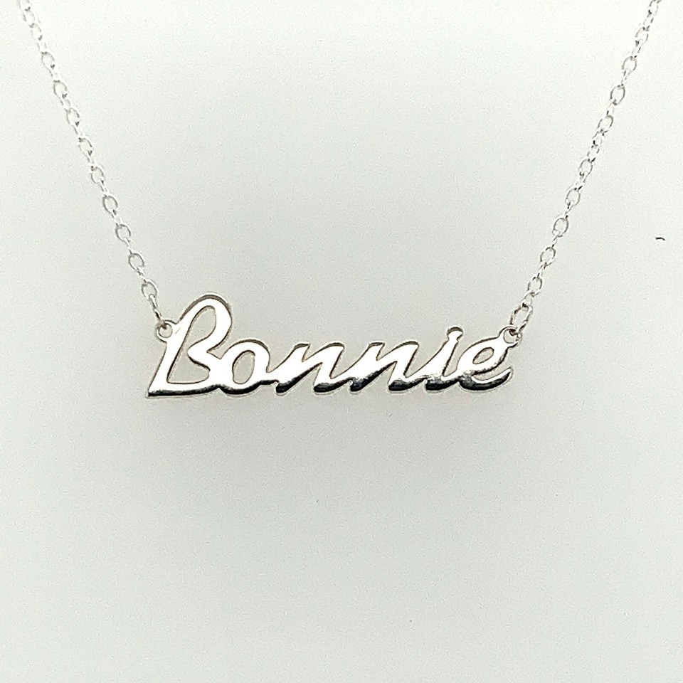 Bonnie Name Plate Necklace Pendent Sterling Silver female Personalized ...