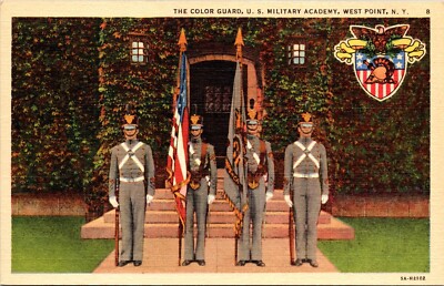 U.S. Military Academy West Point Color Guard Unposted Linen Postcard 5Z ...