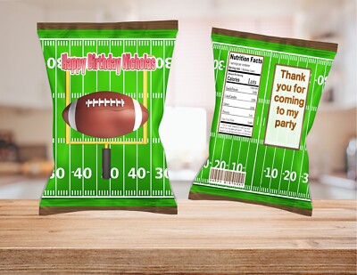 (12) Personalized FOOTBALL Chip Candy Treat Bags Party Favors Printed ...