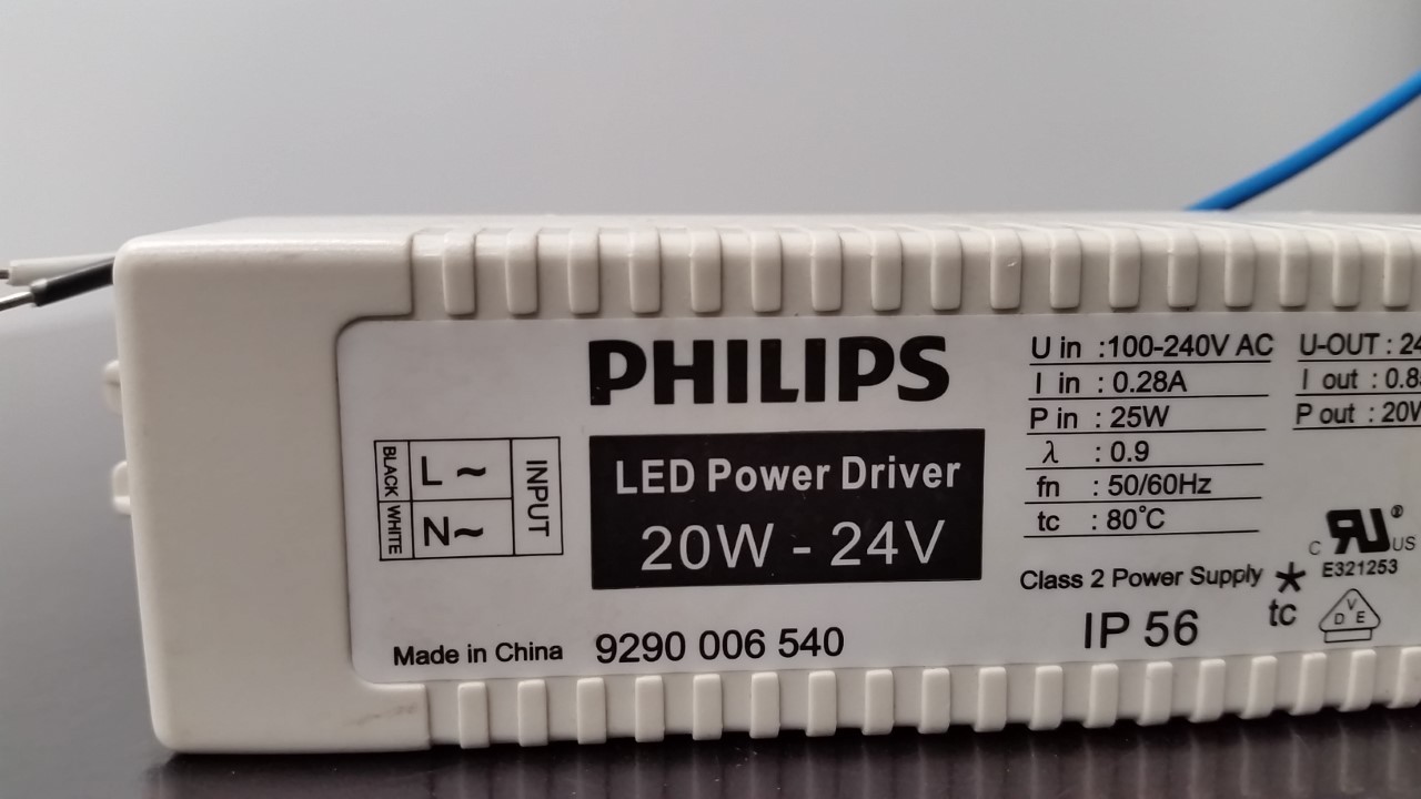 PHILIPS 20W 24V LED POWER DRIVER 9290-006-540 U-In 100-240VAC U-Out 24V ...