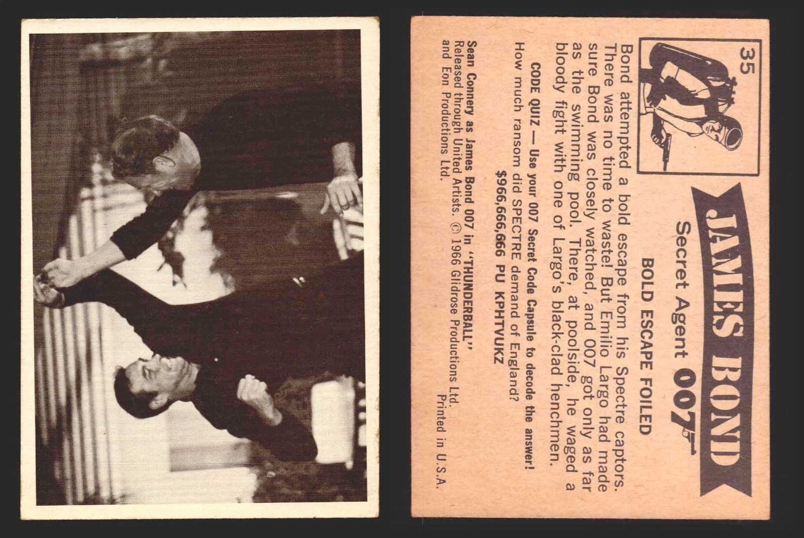 1966 James Bond 007 Thunderball Vintage Trading Cards You Pick Singles ...
