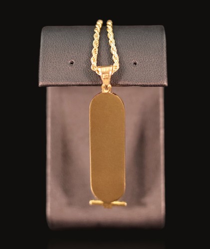 Long 18K Gold Rope Chain Necklace with Egyptian Hieroglyphic Pendant | eBay