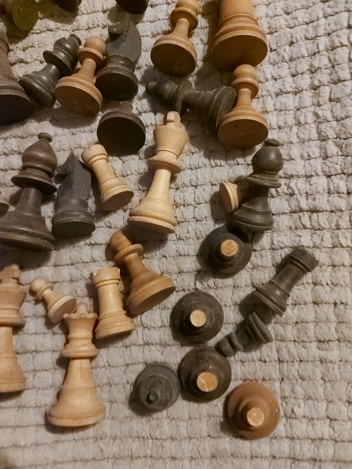 Mixed Odd Chess Set Pieces Vintage Wooden Not A Set Spares | eBay UK