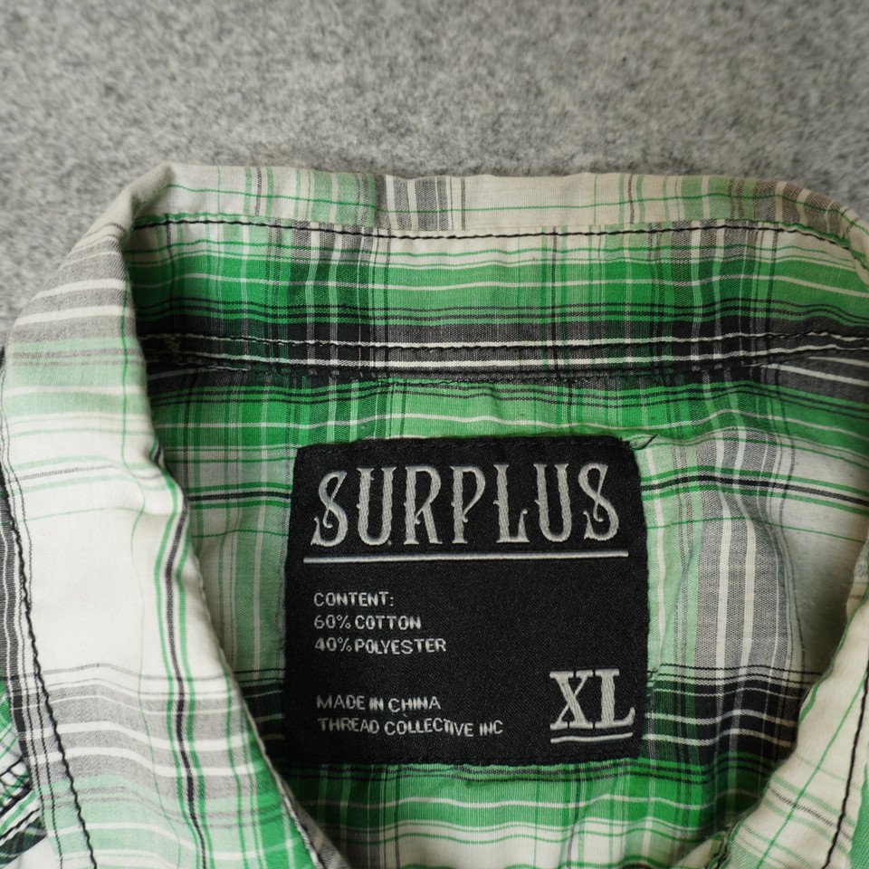 Surplus Plaid Button Down Men's XL Shirt Pockets Short Sleeves Lot Of 2 ...