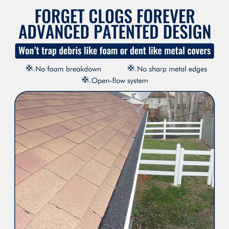Flo-Free Leaf Guard- 36ft Premium Gutter Guard For 6K Gutters with ...
