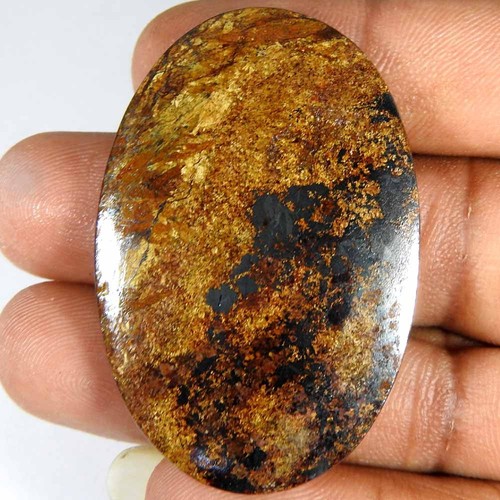 63.40 Ct Natural Golden Bronzite Oval Cabochon 45x30x3 Loose Gemstone ...
