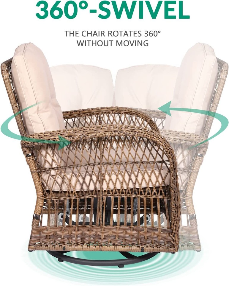 5PC Outdoor Patio Wicker Conversation Set W/ Glider Loveseat Swivel ...