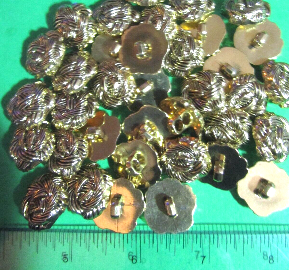 (35) VINTAGE 3/4" INTERWOVEN LOOPS DECOR GOLD PLASTIC SHANK BUTTONS-X62 ...