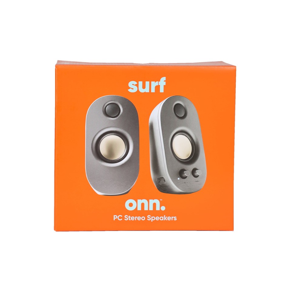 onn. AC Powered Computer Speakers with Volume and Bass Controls 7.32 ...