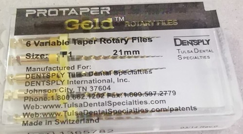 Protaper Gold Rotary Files 21mm F1 Dentsply Tulsa Assorted Endodontics ...