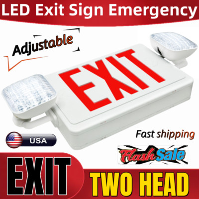 Combo Integrated LED White Exit Sign and Emergency Light with 9.6-Volt ...