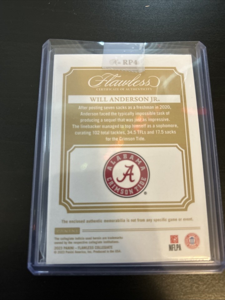 2023 Panini Flawless Will Anderson Jr Rookie Patch /10 🔥 Patch | eBay