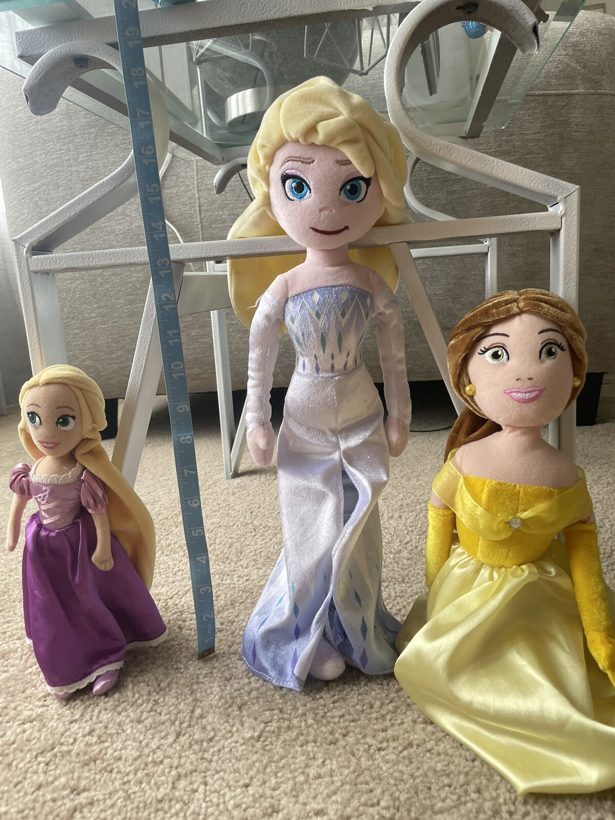 Lot of 3 Disney Plush Dolls- Tangled Rampunzel, Princess Belle Sitting ...