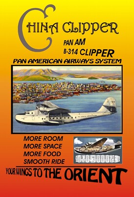 Pan Am China Clipper to the Orient Poster Or A Metal Tin Sign 12 x 18 ...
