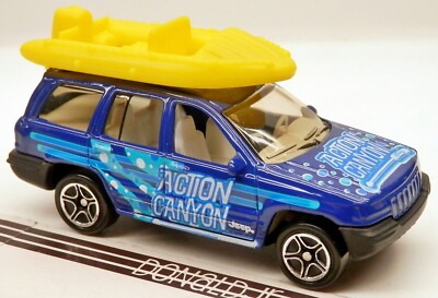 Matchbox 1998-2003 Jeep Grand Cherokee WJ Blue SUV w/Raft 1:58 Scale | eBay