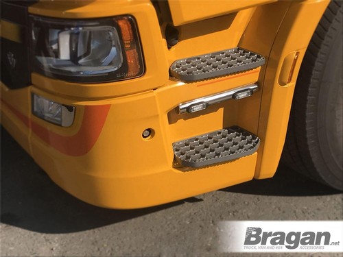 Side Step Bars + White LED Lights To Fit New Generation Scania R S ...