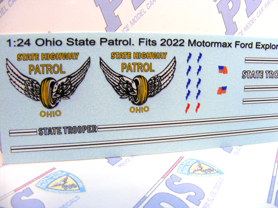 Ohio State Patrol 1:24 Water Slide Decal Set Fits Motormax 2022 ...