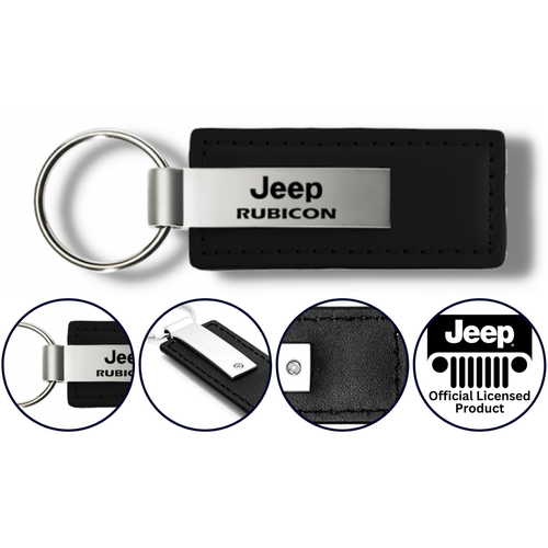 Jeep Rubicon Black Leather Key Fob Authentic Logo Key Chain Official ...