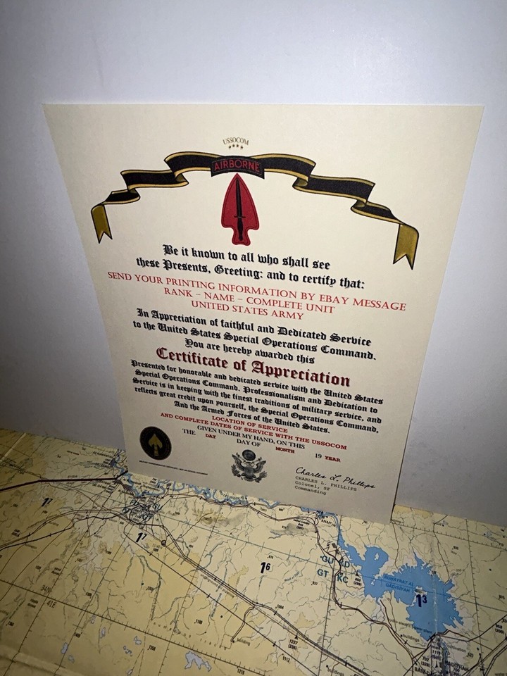 USSOCOM / U.S. SPECIAL OPERATIONS COMMAND - CERTIFICATE OF APPRECIATION ...