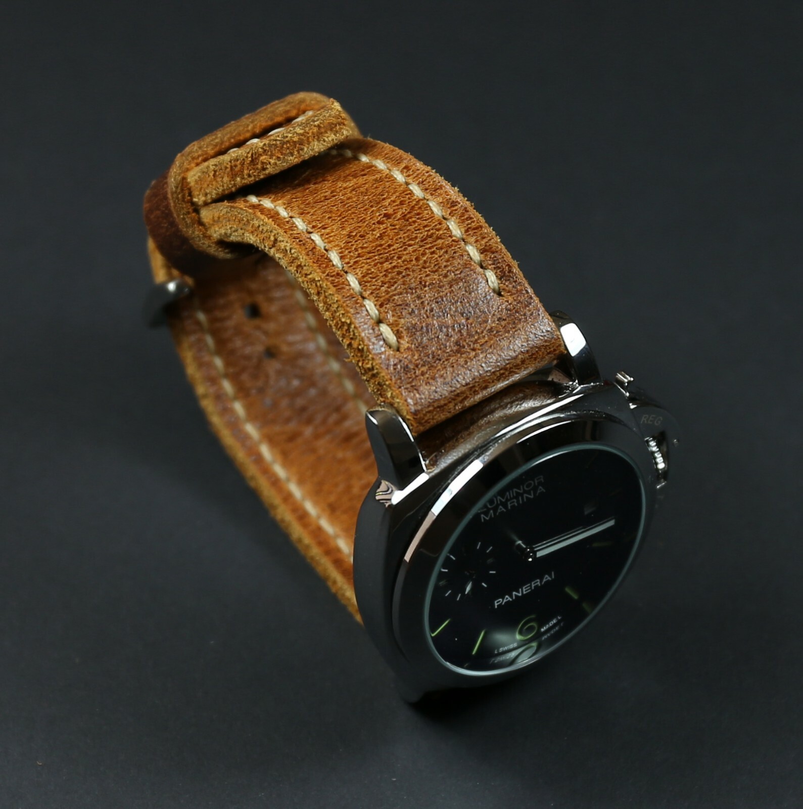 Brown Leather Watch Strap Soft Thick Distressed Handmade band 18 20 22 ...