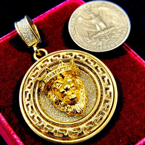 Iced Out Lion Head Medal Pendant 4mm Cuban Chain 18-24" Gold/Silver | eBay