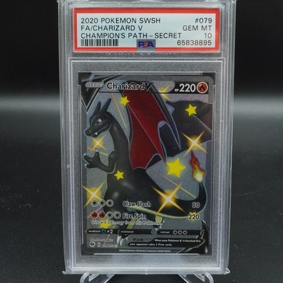 PSA 10 GEM MINT POKEMON CHAMPION'S PATH CHARIZARD V FULL ART SECRET ...