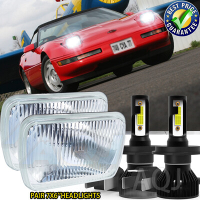 Pair 7x6'' 5x7'' LED Headlights Hi-Lo Beam For Chevy Corvette C4 1984 ...