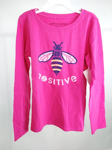Life is Good Girl Long Sleeve Crusher Tee Bee Positive Pink Size 7-8 ...