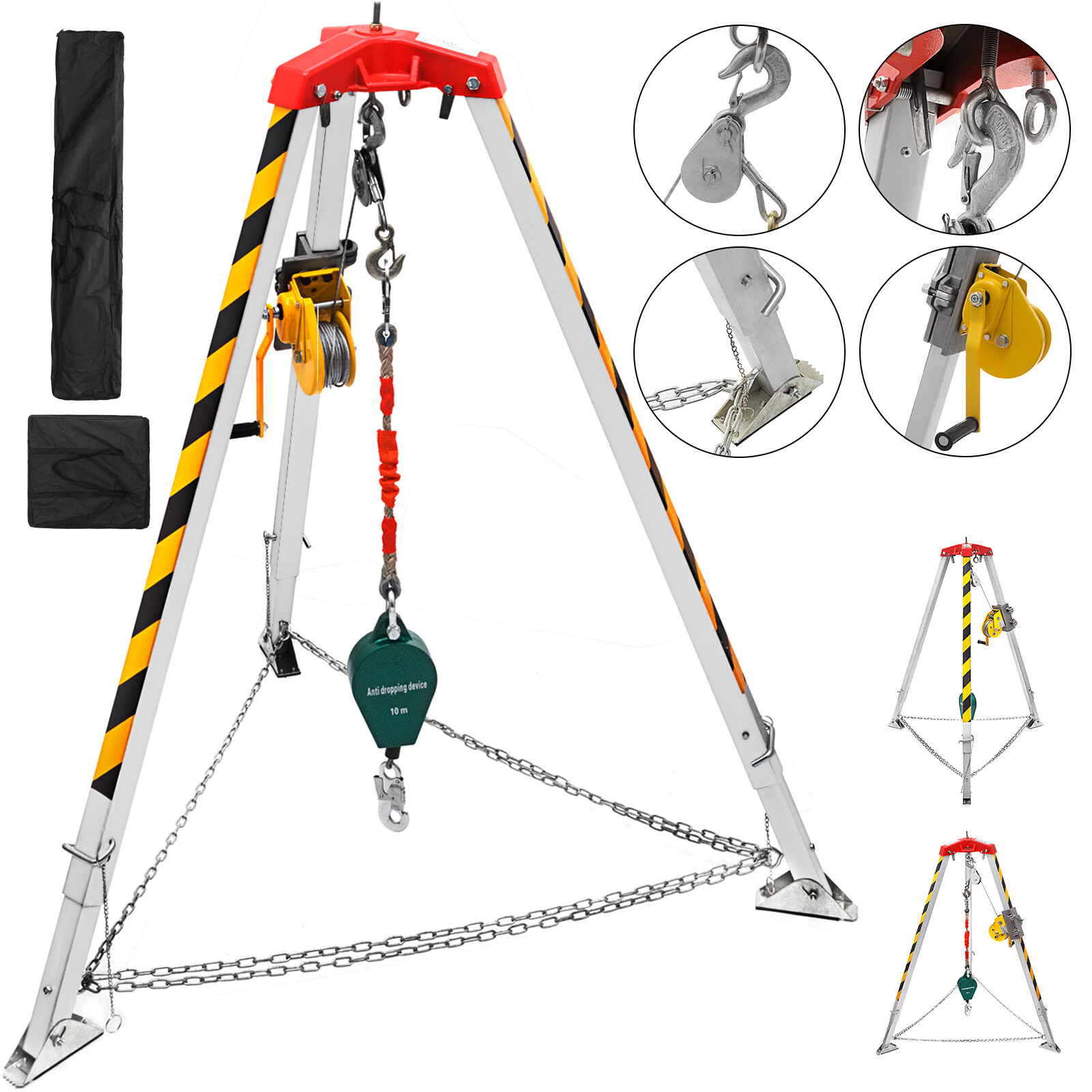 Confined Space Tripod Kit Portable Well Rescue Non-slip Tripod 1.34-2 ...