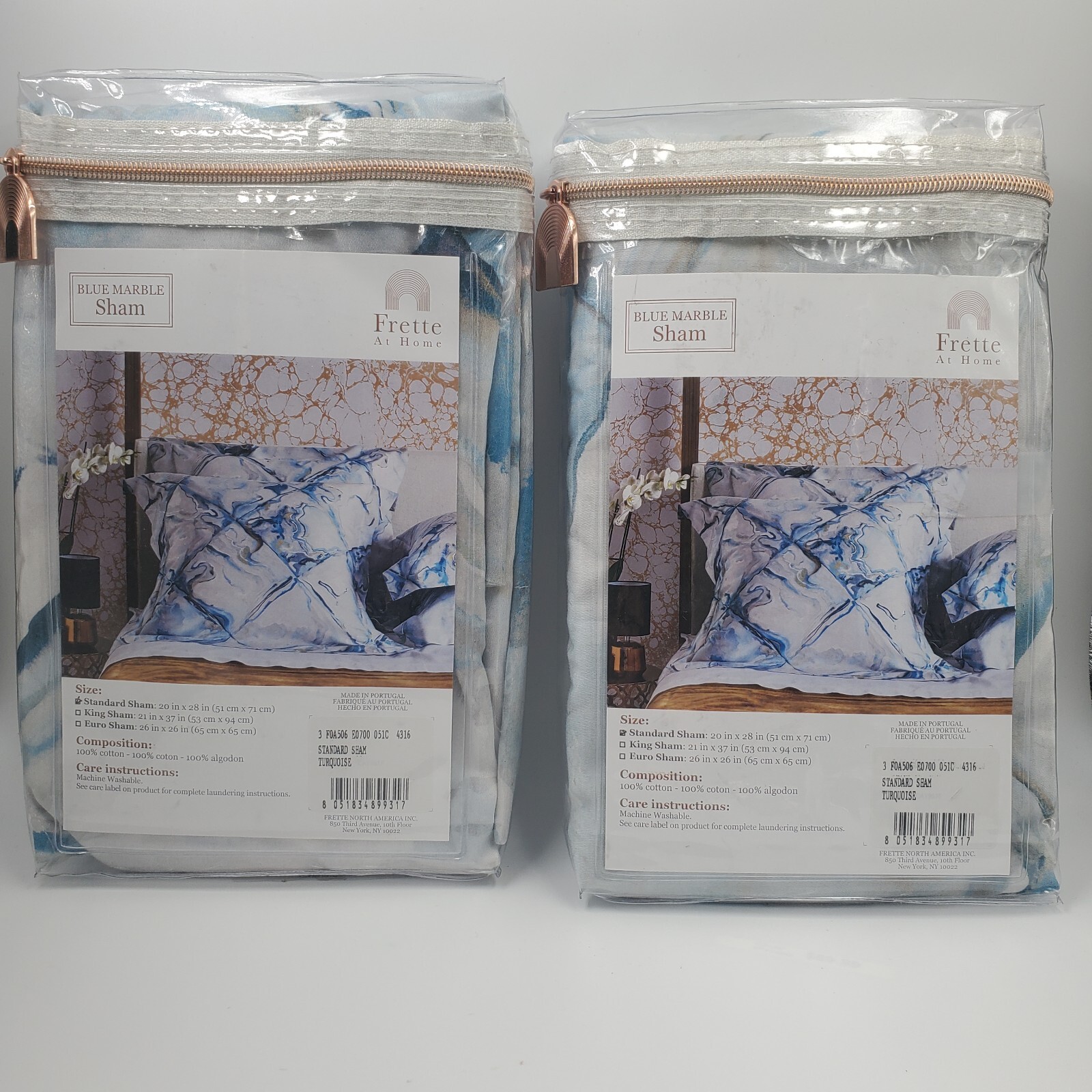 Frette At Home Blue Marble Standard Pillow Sham Turquoise Set of 2 ...