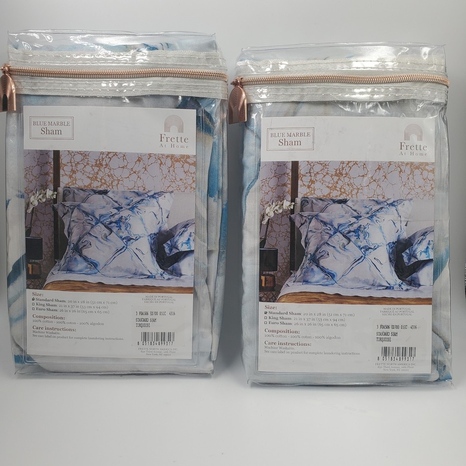 Frette At Home Blue Marble Standard Pillow Sham in Turquoise Set of 2 ...