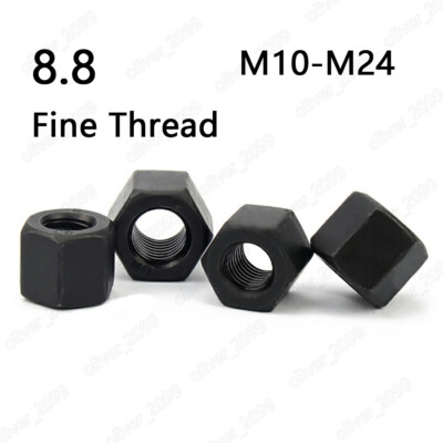 Fine Thread Black 8.8 Steel Hexagon Thick Nuts M10 M12 M14 M16 M18 M20 ...