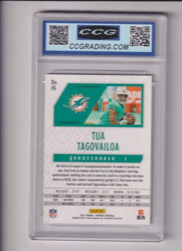 TUA TAGOVAILOA 2021 PANINI PHOENIX FOOTBALL FIRE BURST #76 CCG 10 GEM ...