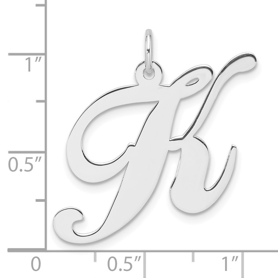 Large Sterling Silver Rhodium-plated Fancy Script Letter K Initial ...