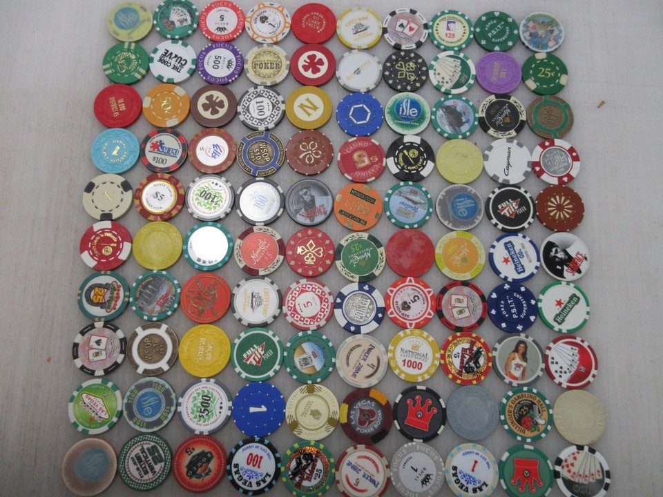 100 Casino Gaming Poker Chip Lot Las Vegas $1 New & Used Chipco Paulson ...