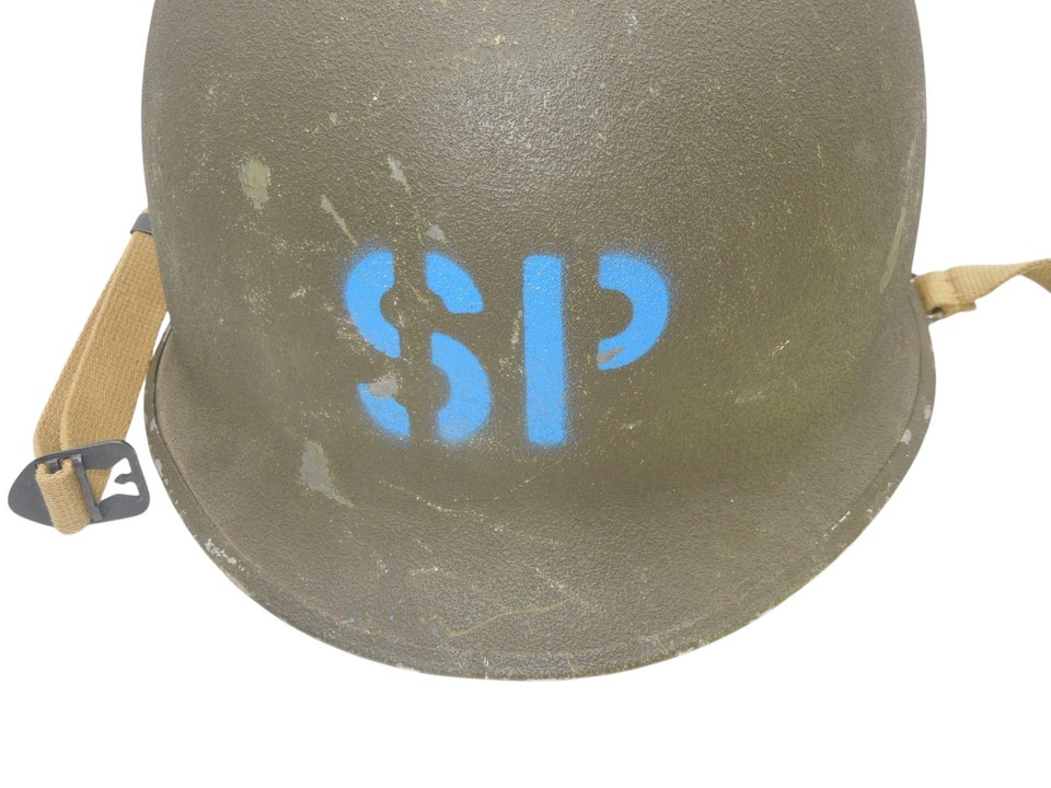 WWII - Vietnam US Navy SP Shore Patrol Painted M-1 Front Seam Helmet ...